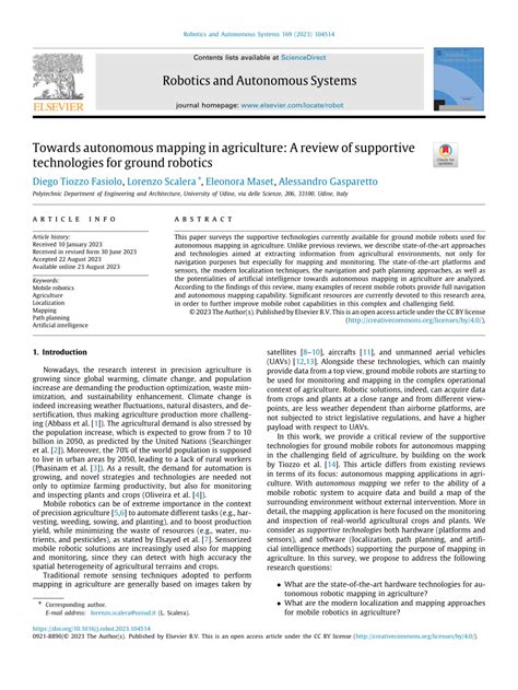 Pdf Towards Autonomous Mapping In Agriculture A Review Of Supportive Technologies For Ground