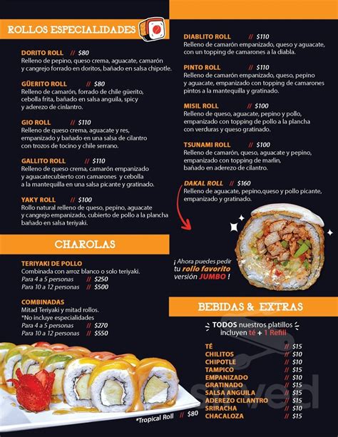 Tsunami Sushi Menu In 21354 Mexicali Bc Mexico