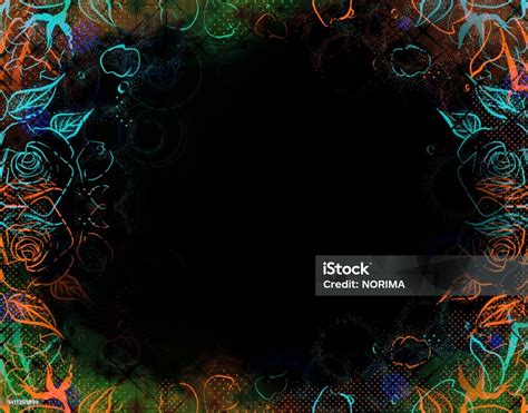 70 년대 쇼조 만화 펜 그리기 장미 피는 그림과 꽃잎 춤과 검은 색 배경 0명에 대한 스톡 벡터 아트 및 기타 이미지 0명 귀여운 꽃 식물 Istock