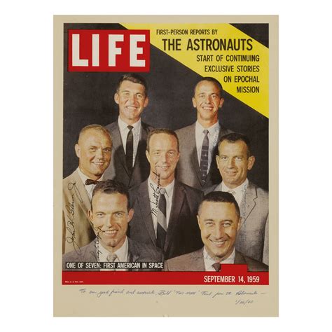 Project Mercury Life Magazine Cover Signed By The Mercury Seven Crew