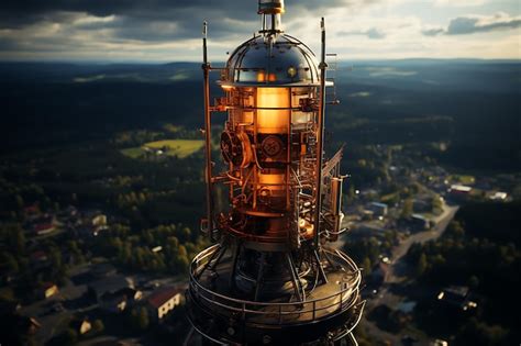 Premium Photo 3d Base Station Receiver Telecommunication Tower 6g Polygonal Design Global