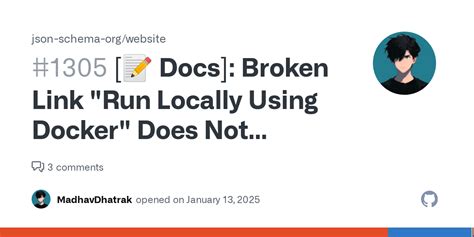 📝 Docs Broken Link Run Locally Using Docker Does Not Redirect To The Correct Page · Issue