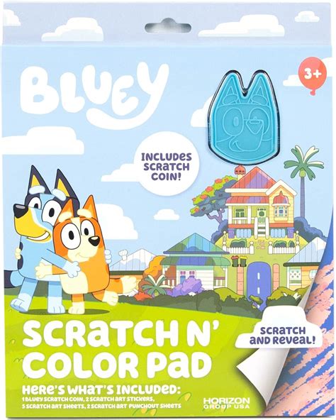 Bluey Scratch ‘n Color Pad 9 Page Activity Coloring Book