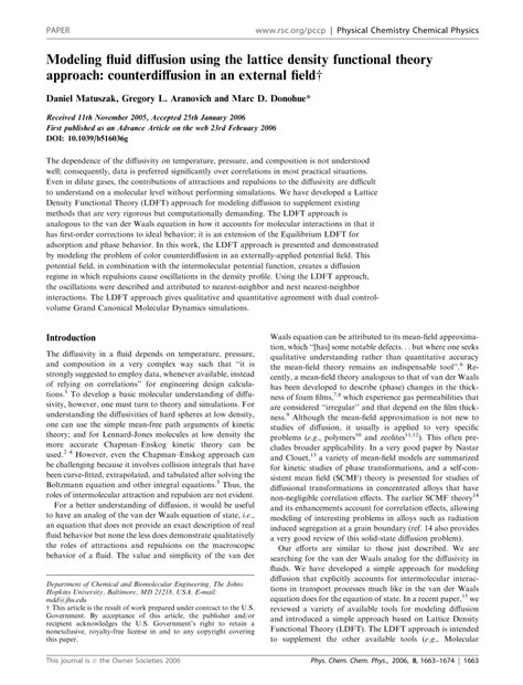 Pdf Modeling Fluid Diffusion Using The Lattice Density Functional
