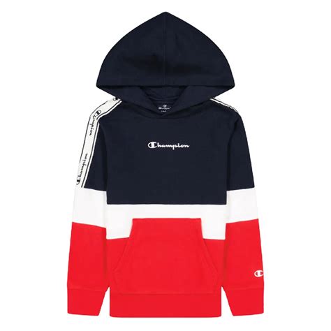 Champion Legacy Colour Block Script Logo Hoodie Navy