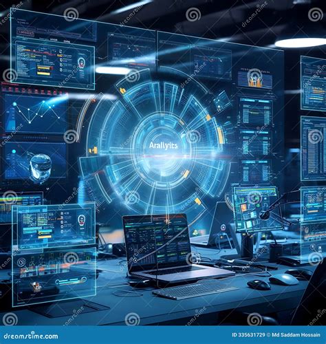 Futuristic Control Room Advanced Data Visualization And Ship Monitoring Systems Stock