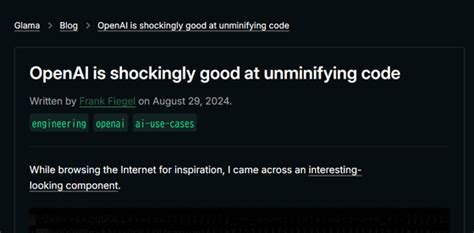 Successfully Converting Minified Javascript Code Back Into A Readable Format Using Chatgpt