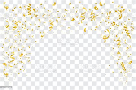 투명 한 배경에 고립 된 빛나는 황금 색종이 떨어지는 골드 색상의 밝은 축제 색조 벡터 일러스트 Eps10 풍선에 대한 스톡 벡터 아트 및 기타 이미지 Istock
