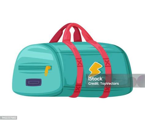 여행 벡터 일러스트레이션을 위한 포장된 수하물로 손잡이와 지퍼가 있는 여행 가방 가방에 대한 스톡 벡터 아트 및 기타 이미지