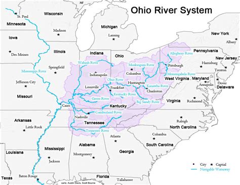 Map Of Ohio River And Tributaries Maps Of Ohio