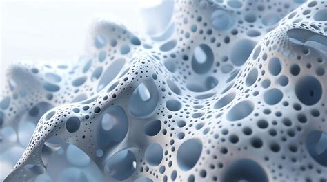 Abstract Futuristic 3d Rendering Of A Porous Surface With A Lot Of Holes Of Different Sizes