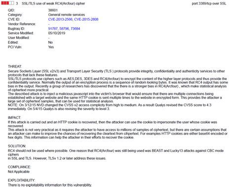 Vulnerability Ssltls Use Of Weak Rc4arcfour Cipher Port 3389tcp
