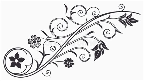 Decorative Floral Scroll Element With A Star Shaped Flower Vector Design Generative Ai Stock