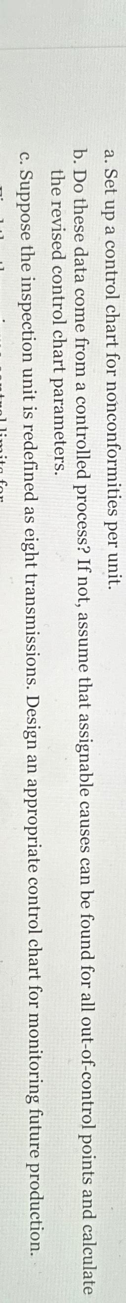 Solved A ﻿set Up A Control Chart For Nonconformities Per