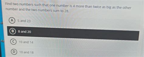 solved find two numbers such that one number is 4 ﻿more than