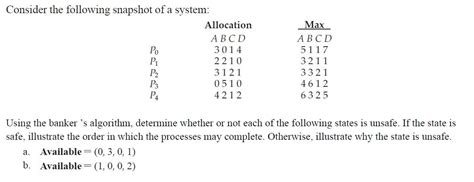 solved consider the following snapshot of a system