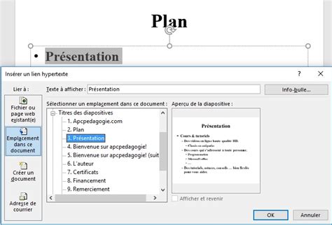 Insérer Un Sommaire Dynamique Dans Powerpoint Apcpedagogie