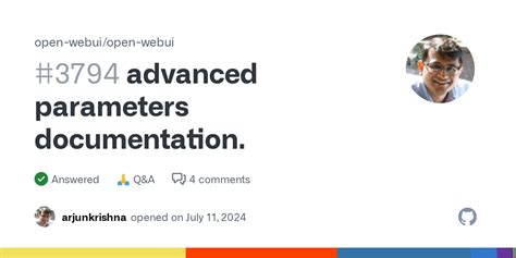 Advanced Parameters Documentation · Open Webui Open Webui · Discussion