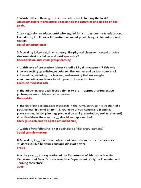 Cus3701 Ass 1 2022 Pdf Curriculum Learning