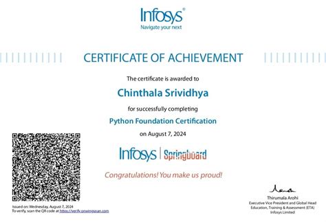srividhya chinthala on linkedin python certification
