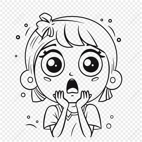 놀란 소녀 개요 스케치 드로잉을 위한 색칠 페이지 벡터공장라인 아트 Png 일러스트 무료 다운로드 Lovepik