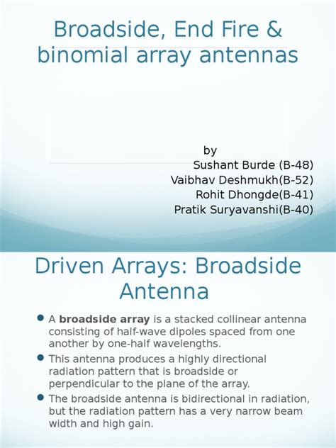 Broadside End Fire And Binomial Array Antennas Pdf Antenna Radio