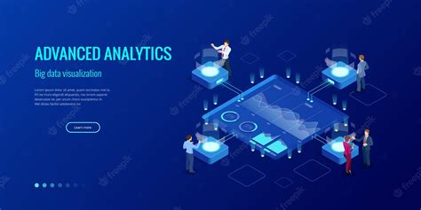 Premium Vector Isometric Big Data Network Visualization Advanced Analytics Interacting Data