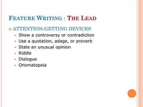 Feature Writing Basics Pptx