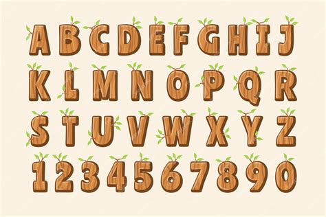 손으로 그린 나무 알파벳 무료 벡터