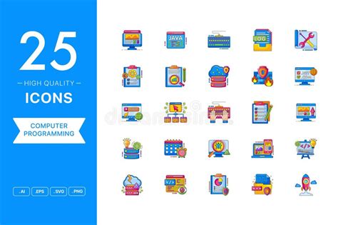 Vector Set Of Programming Icons Stock Vector Illustration Of