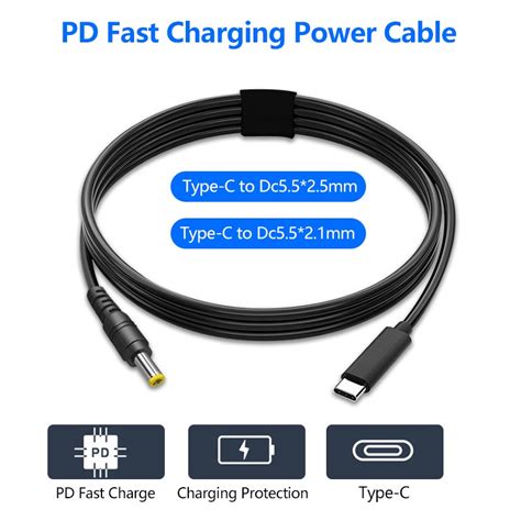 PD65W 20V USB Type C To DC5525 DC5521 PD Fast Charging Power Cable For Laptop Shopee Malaysia