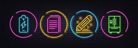 배터리 충전 복사 파일 및 브랜드 계약 최소 라인 아이콘 웹 응용 프로그램의 경우 벡터 인쇄 냉장고에 대한 스톡 벡터 아트 및 기타 이미지 Istock