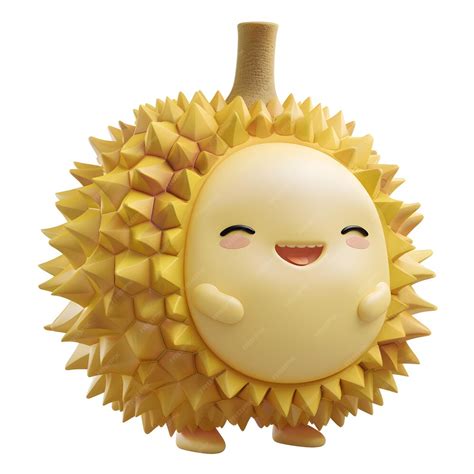 Durian With Cute Expression Isolated White Background Premium Ai