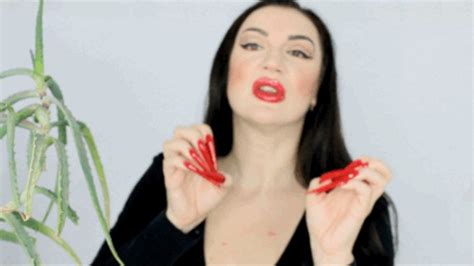Extreme Red Stiletto Nails Worship Kinkydomina Long Sharp Fingernails