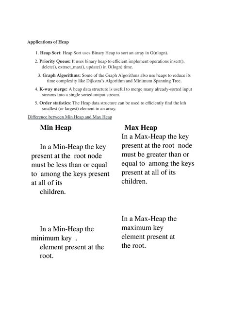 Applications And Differences Heap Applications Of Heap 1 Heap Sort