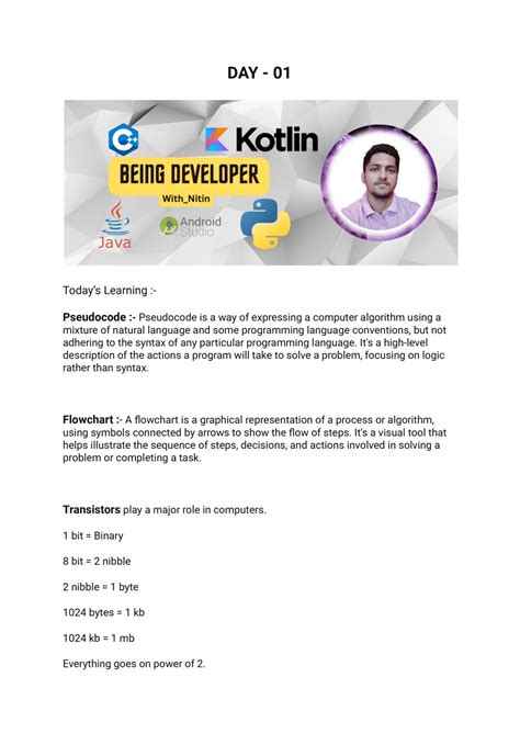 Nitin Bhatt On Linkedin Programmingjourney Day01 Java Cplusplus Python Kotlin