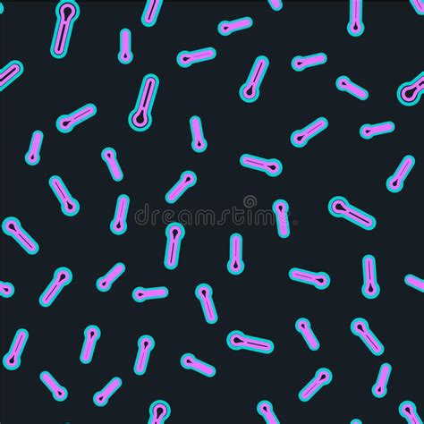 Line Meteorology Thermometer Measuring Icon Isolated Seamless Pattern On Black Background