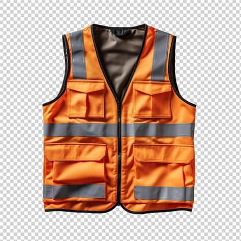 Fluorescent Orange Safety Waistcoat Premium Ai Generated Psd