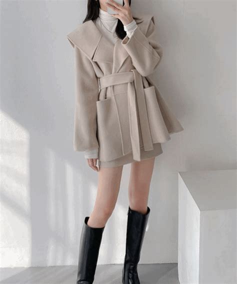 러블리 매력 빅카라 하프 코트 3컬러 에이블리