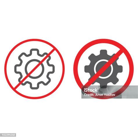 아니 톱니바퀴 라인과 문자 모양 아이콘 금지 및 금지 아니 기어 기호 벡터 그래픽 흰색 바탕에 선형 패턴 10에 대한 스톡 벡터 아트 및 기타 이미지 Istock