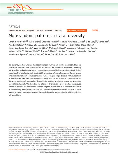 Pdf Non Random Patterns In Viral Diversity