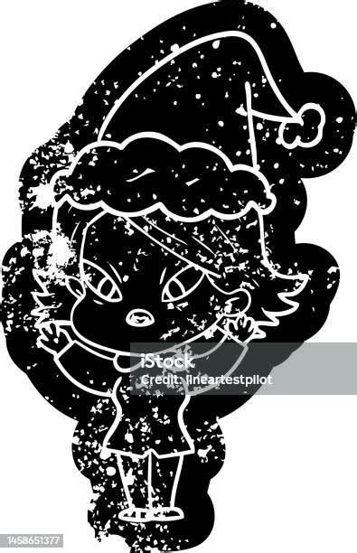 산타 모자를 쓰고 스트레스를 받는 여자의 기발한 만화 고민 아이콘 낙서 드로잉에 대한 스톡 벡터 아트 및 기타 이미지 낙서 드로잉 만화 모자 모자류 Istock