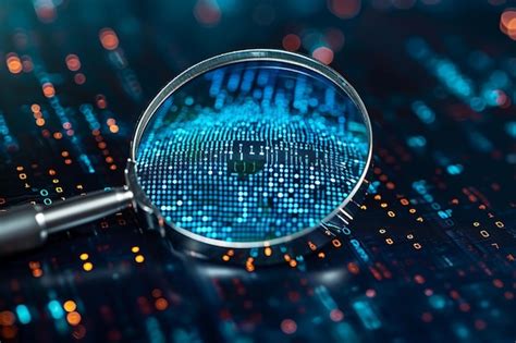 Premium Ai Image Tech Authentication Magnifying Glass Inspects
