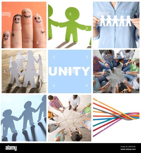 Collage With Different Photos Concept Of Unity And Support Stock Photo Alamy