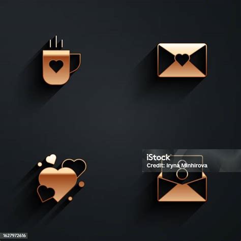 커피 컵과 하트 3 월 8 일 봉투 긴 그림자가있는 하트 및 아이콘을 설정합니다 벡터 0명에 대한 스톡 벡터 아트 및 기타 이미지 0명 3월 8 Istock