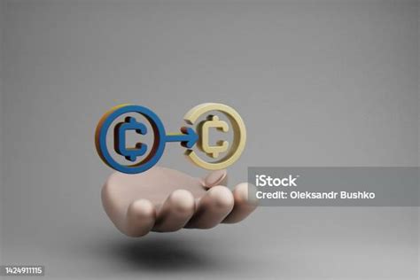 아름다운 추상적 인 삽화 골든 핸드 홀딩 Cryptocurrency 코인은 회색 배경에 기호 아이콘을 저장합니다 3d 렌더링 그림 디자인의 배경 패턴 3차원 형태에 대한