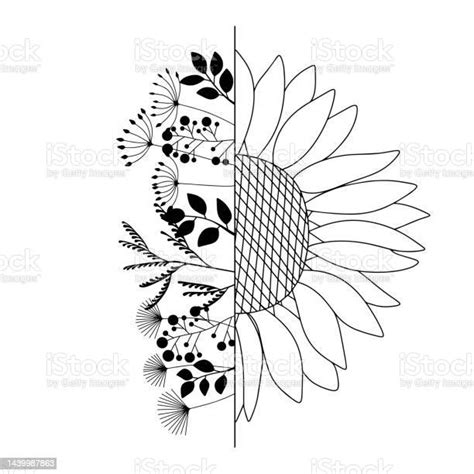 손으로 낙서 꽃 그림을 그립니다 반 해바라기와 모든 식물 벡터 그림입니다 손으로 낙서 꽃 그림을 그립니다 반 해바라기와 모든 식물 벡터 그림입니다 성장 개념에 대한 스톡