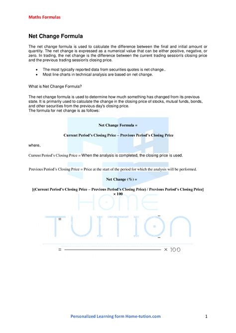 Net Change Formula Use Questions Solved Examples