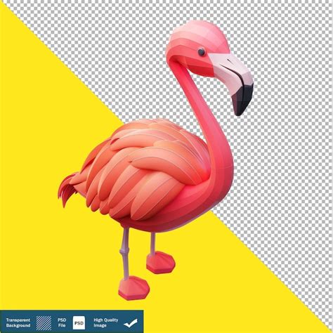 3d изометрический милый фламинго рендеринг прозрачный фон Png Psd Премиум Ai сгенерированный Psd
