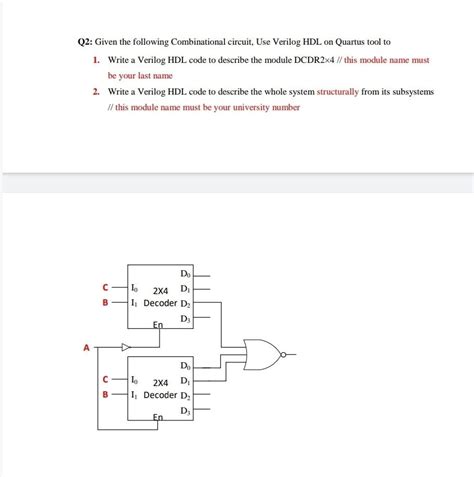 Solved Q2 Given The Following Combinational Circuit Use